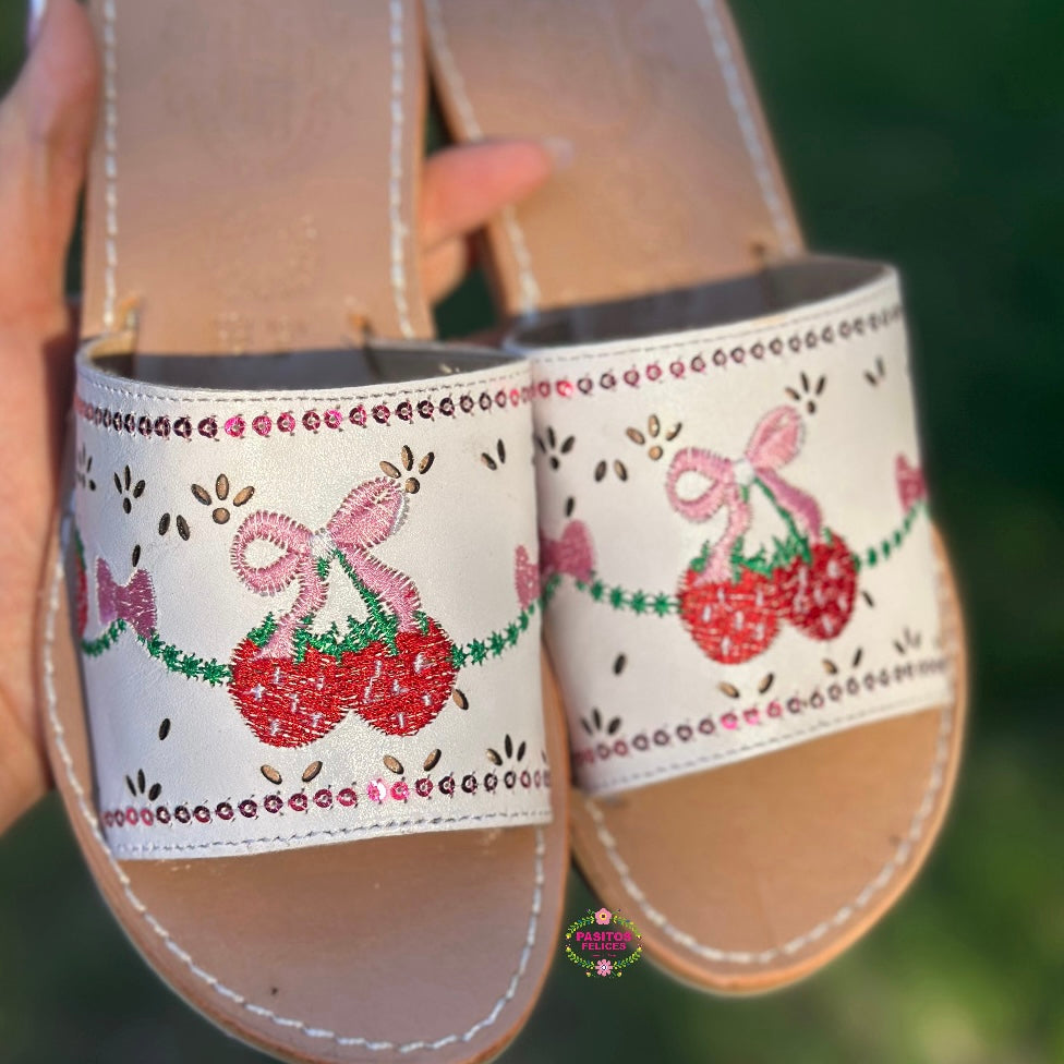 Fresita - Strawberry Coquette Mexican White Sandals ...